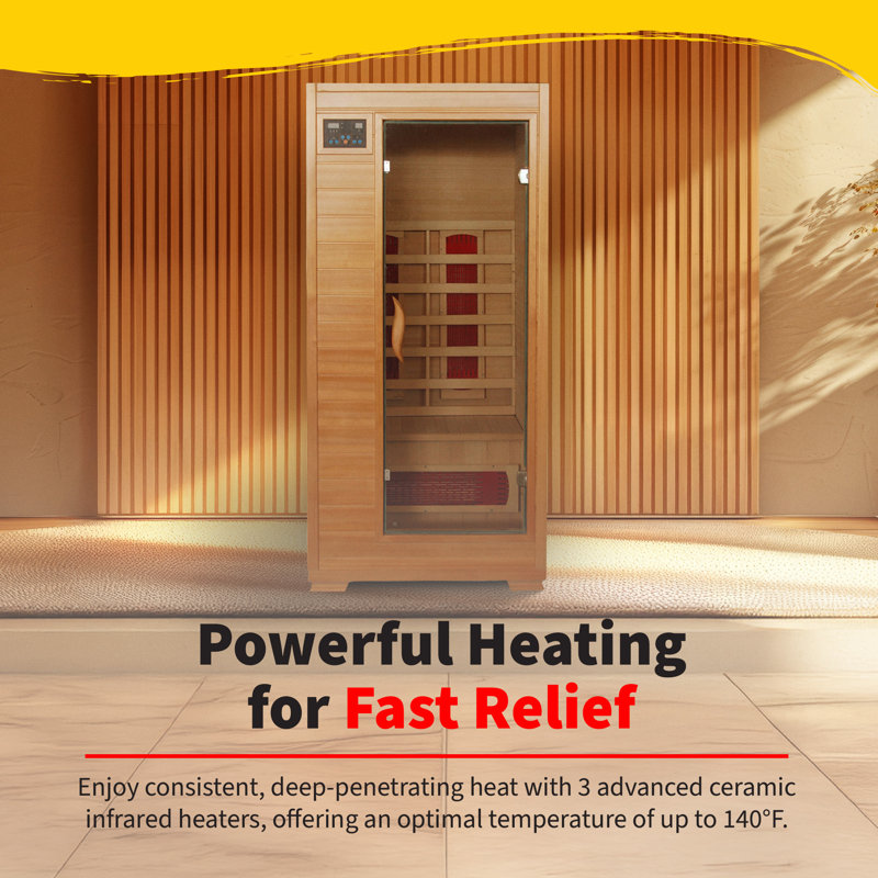 Heatwave 1-2 Person Hemlock Infrared Sauna with 3 Ceramic Heaters & Reviews | Wayfair